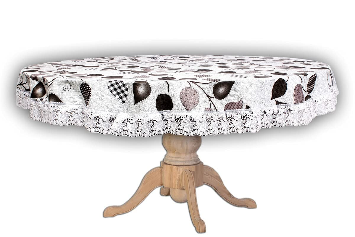 MANUFACTORY Center Dining Table Cover Grey Color Leaf Printed Table ...
