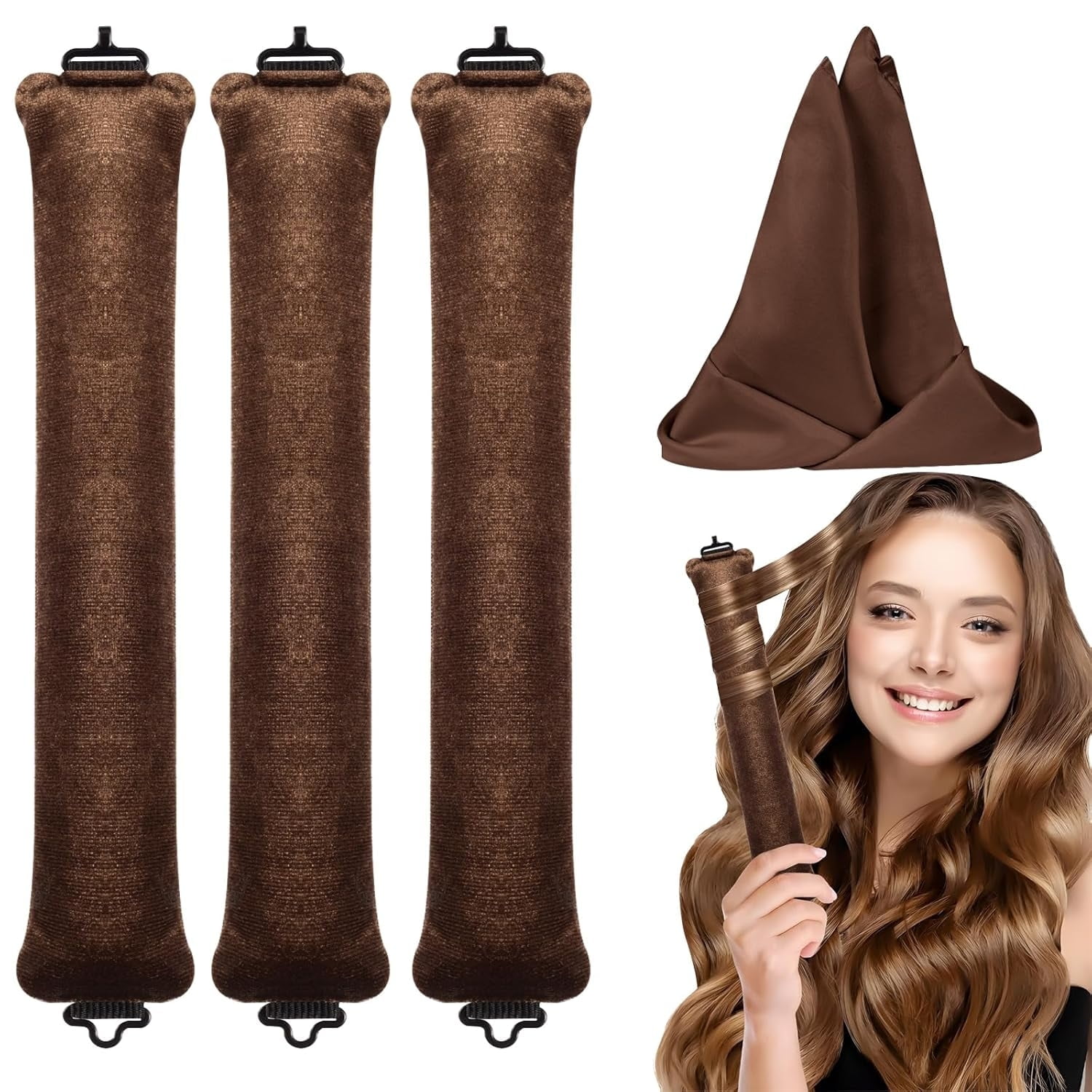 MAO Heatless Curls Overnight Velvet Overnight Curls Satin No Heat Hair ...