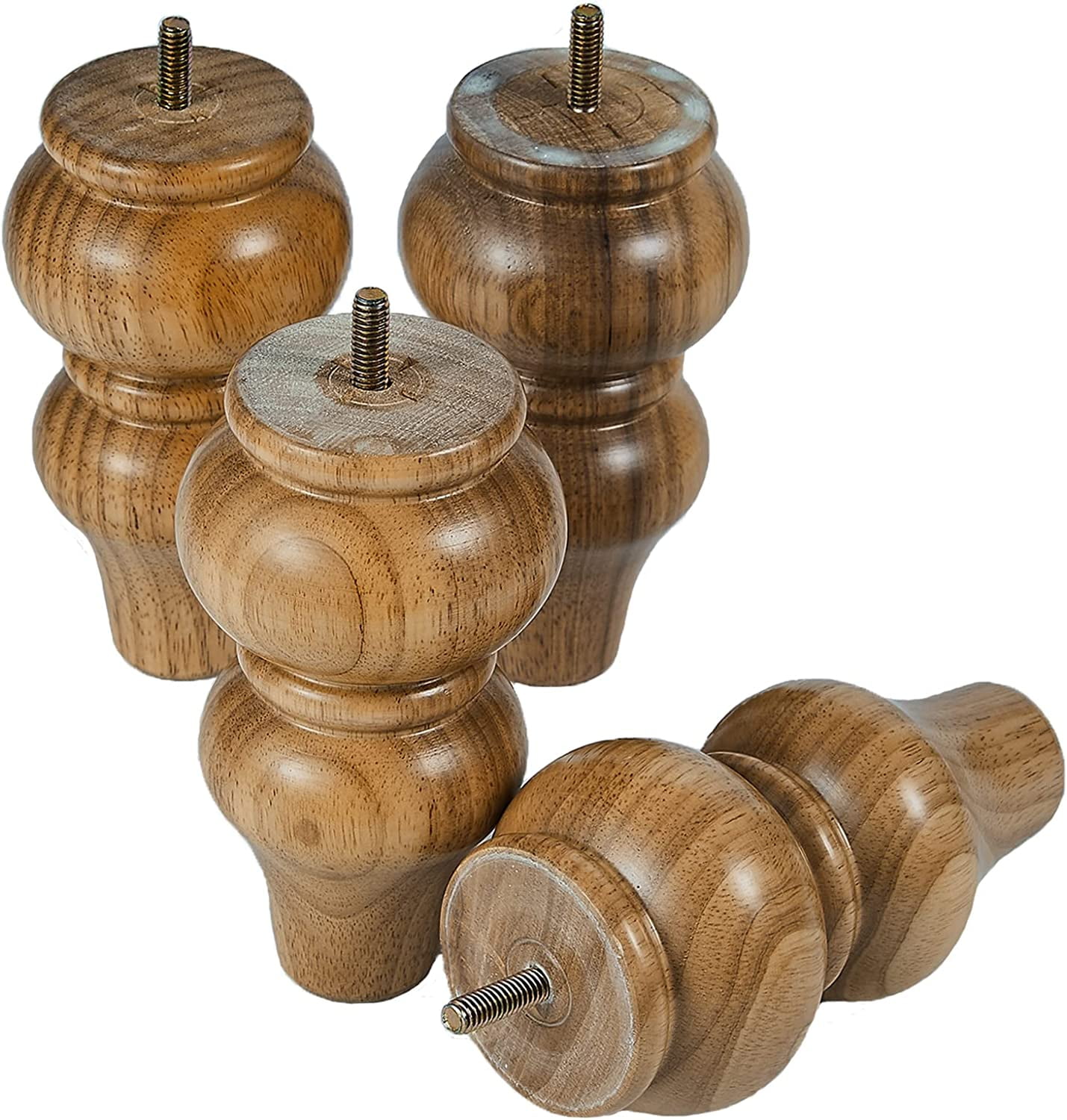 MAOHAM 6 Inch Height Eucalyptus Wood Round Sofa Legs, Espresso with 4 ...