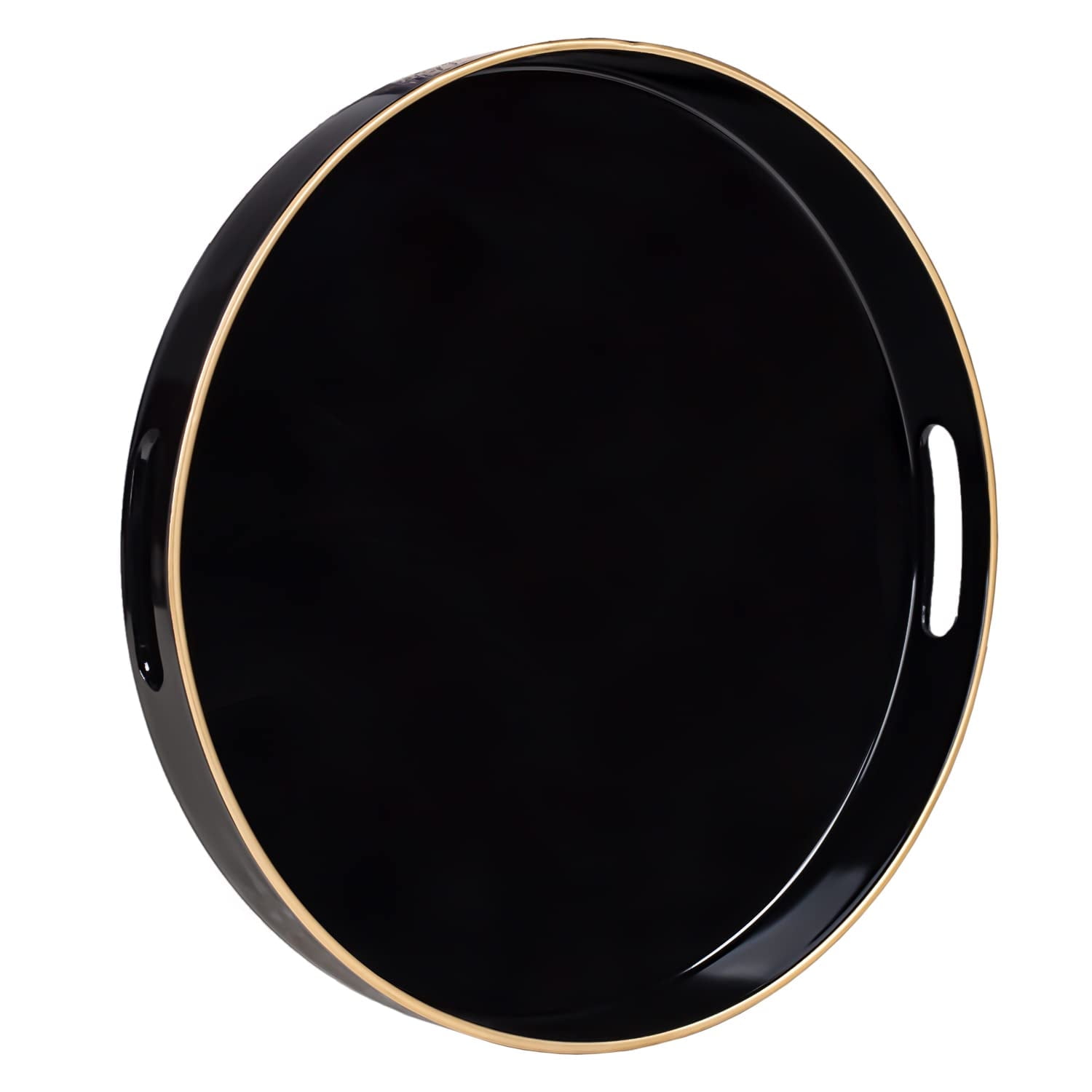 MAONAME 13" Black Round Tray, Black Serving Tray with Handles, Modern ...