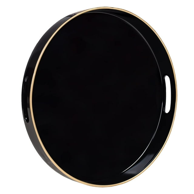 MAONAME 13" Black Round Tray, Black Serving Tray with Handles, Modern ...