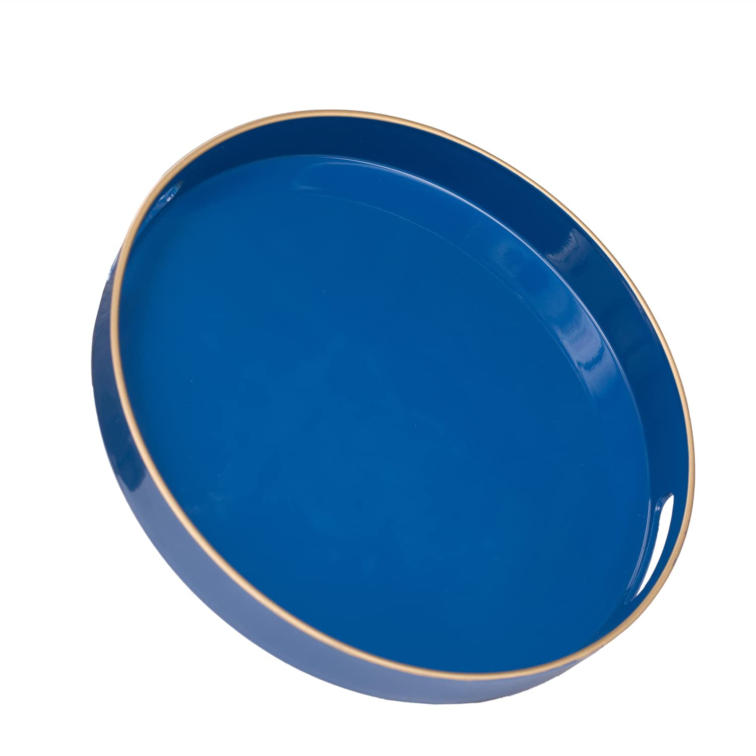 MAONAME 13" Blue Round Tray, Navy Serving Tray with Handles, Modern ...