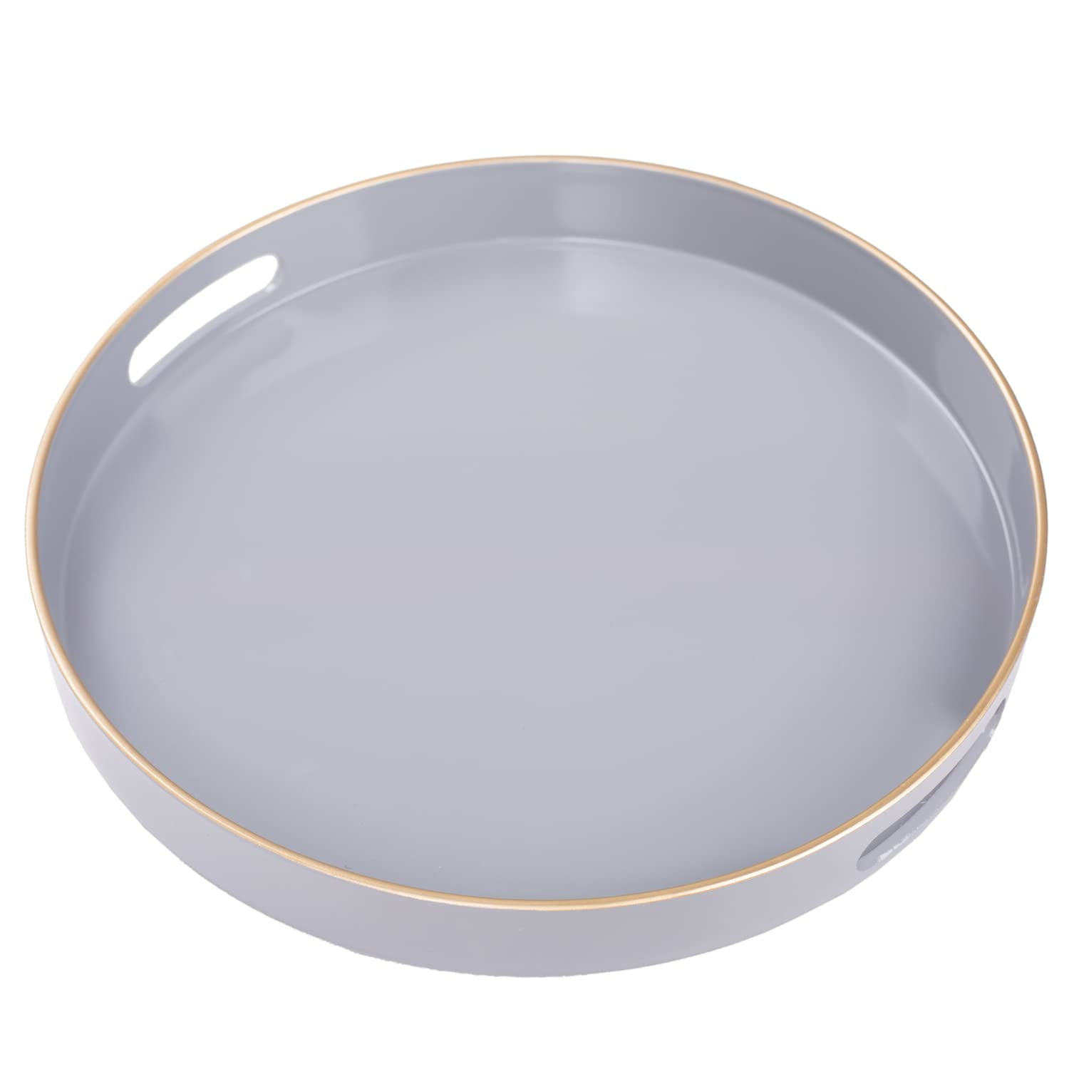MAONAME 13" Gray Round Tray, White Serving Tray with Handles, Modern ...