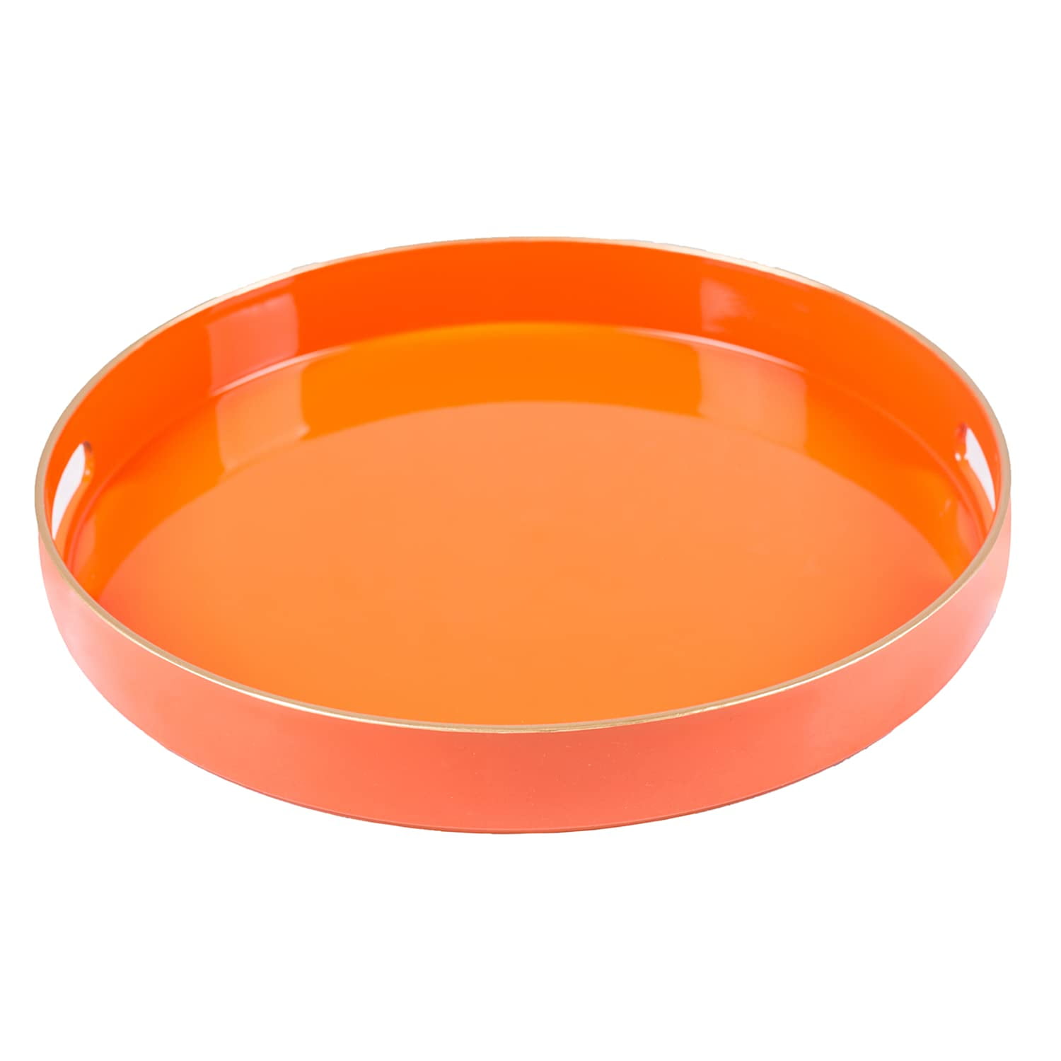 MAONAME 13" Orange Round Tray, Orange Serving Tray with Handles, Modern ...