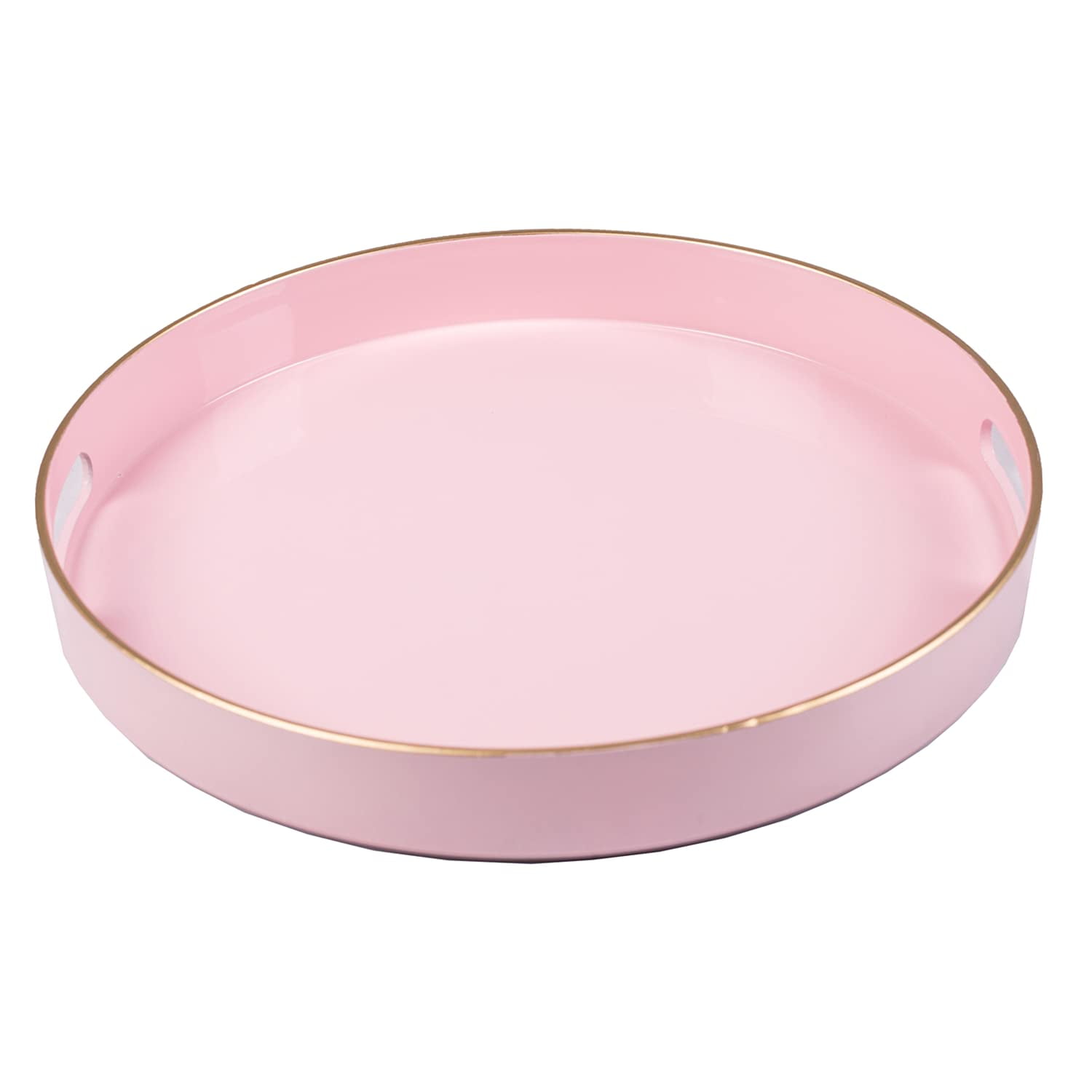 MAONAME 13" Pink Round Tray, Pink Serving Tray with Handles, Modern ...