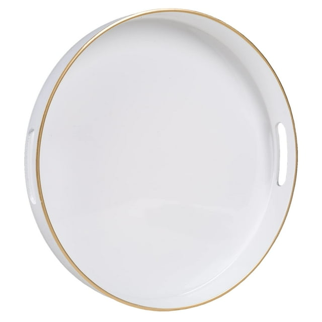 MAONAME 13" White Round Tray, White Serving Tray with Handles, Modern ...