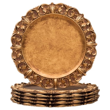 "Efavormart Set of 6 Antique White / Gold 14"" Acrylic Charge Dinner ...