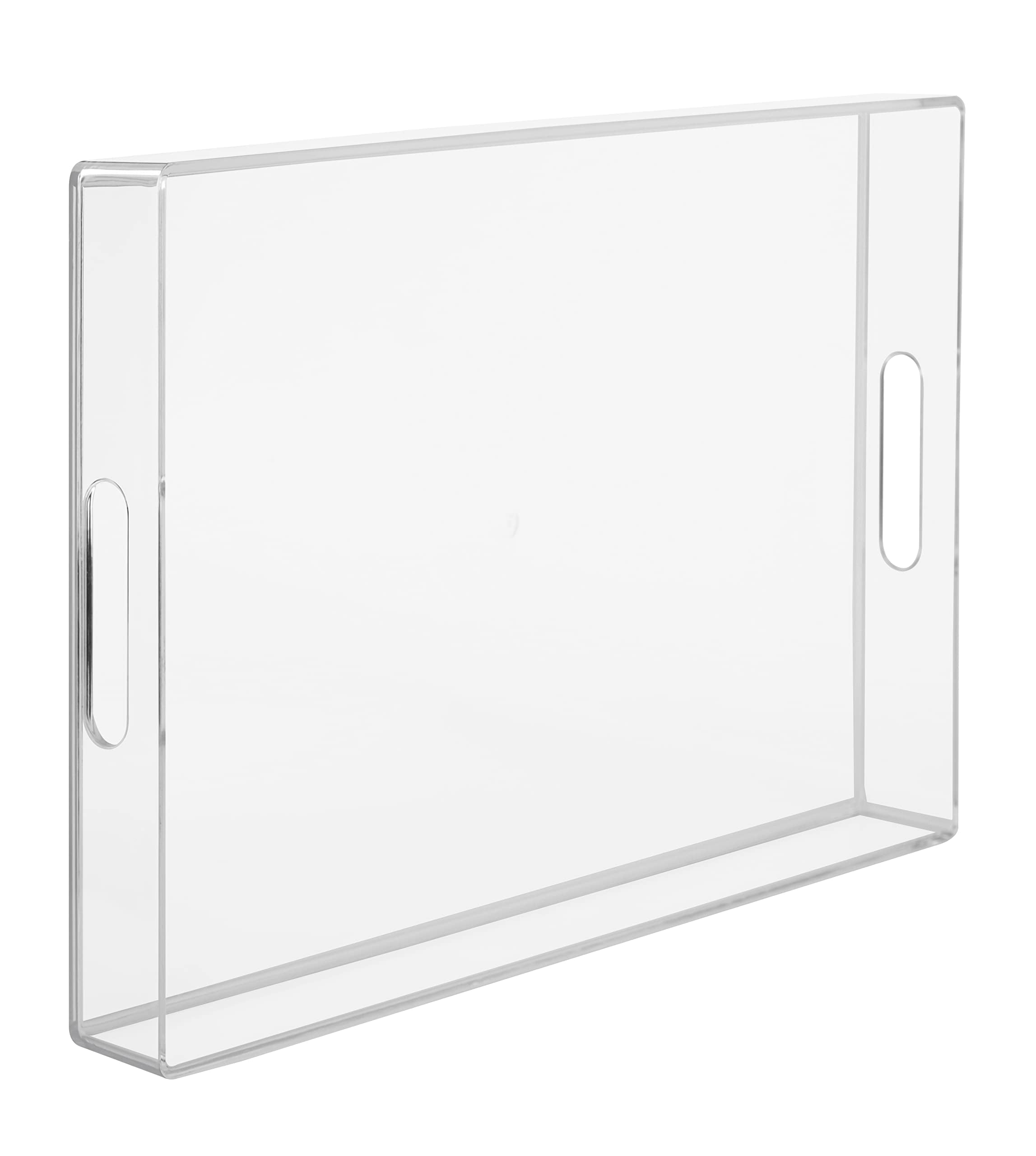 MAONAME Clear Serving Tray with Handles, Plastic Clear Tray, Rectangle ...