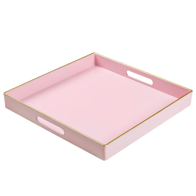 MAONAME Decorative Tray, Pink Serving Tray with Handles, Coffee Table ...