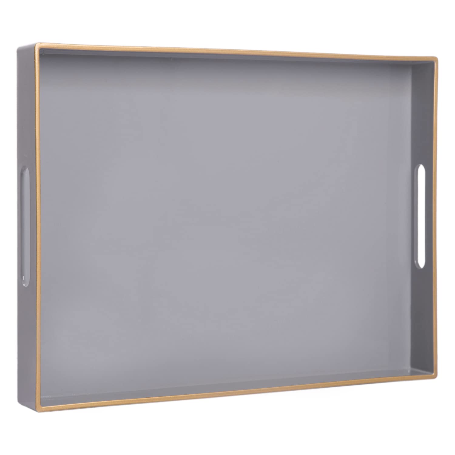 Mainstays Tabletop Rectangle 16" x 12" x 2.5" Wooden Tray, Gray Wash ...
