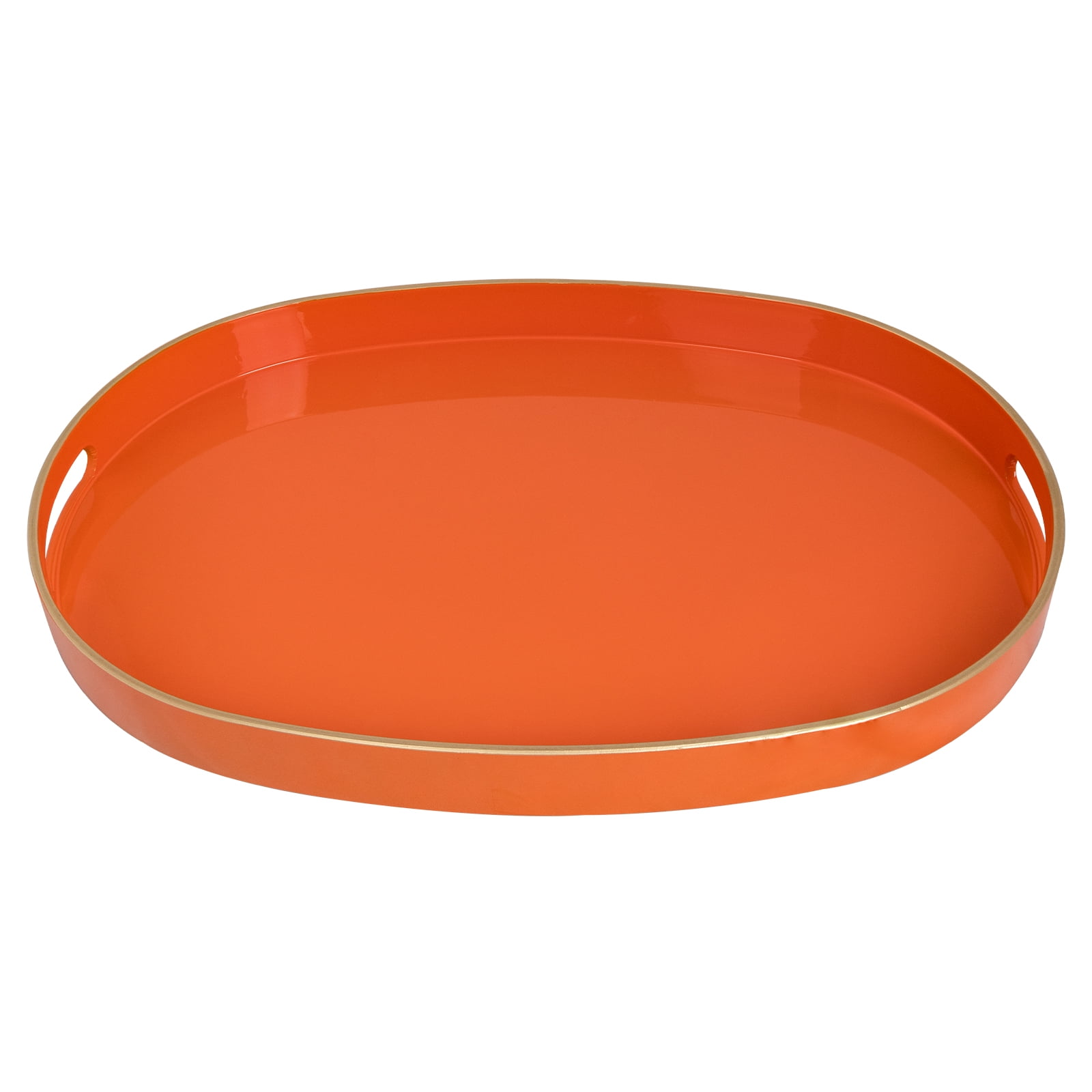MAONAME Orange Decorative Tray, Oval Serving Tray with Handles, Plastic ...