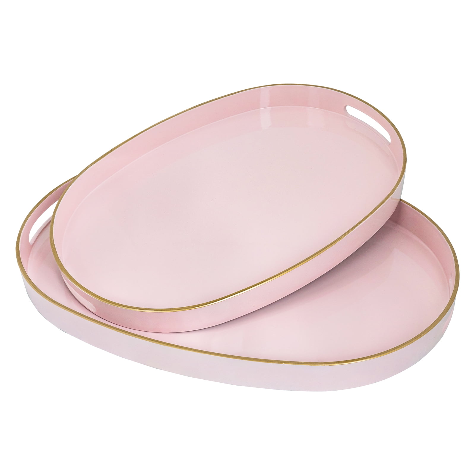 MAONAME Pink Serving Trays with Handles, Oval Decorative Trays for ...