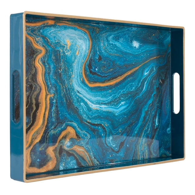 MAONAME Rectangle Decorative Tray, Plastic Serving Tray with Handles ...