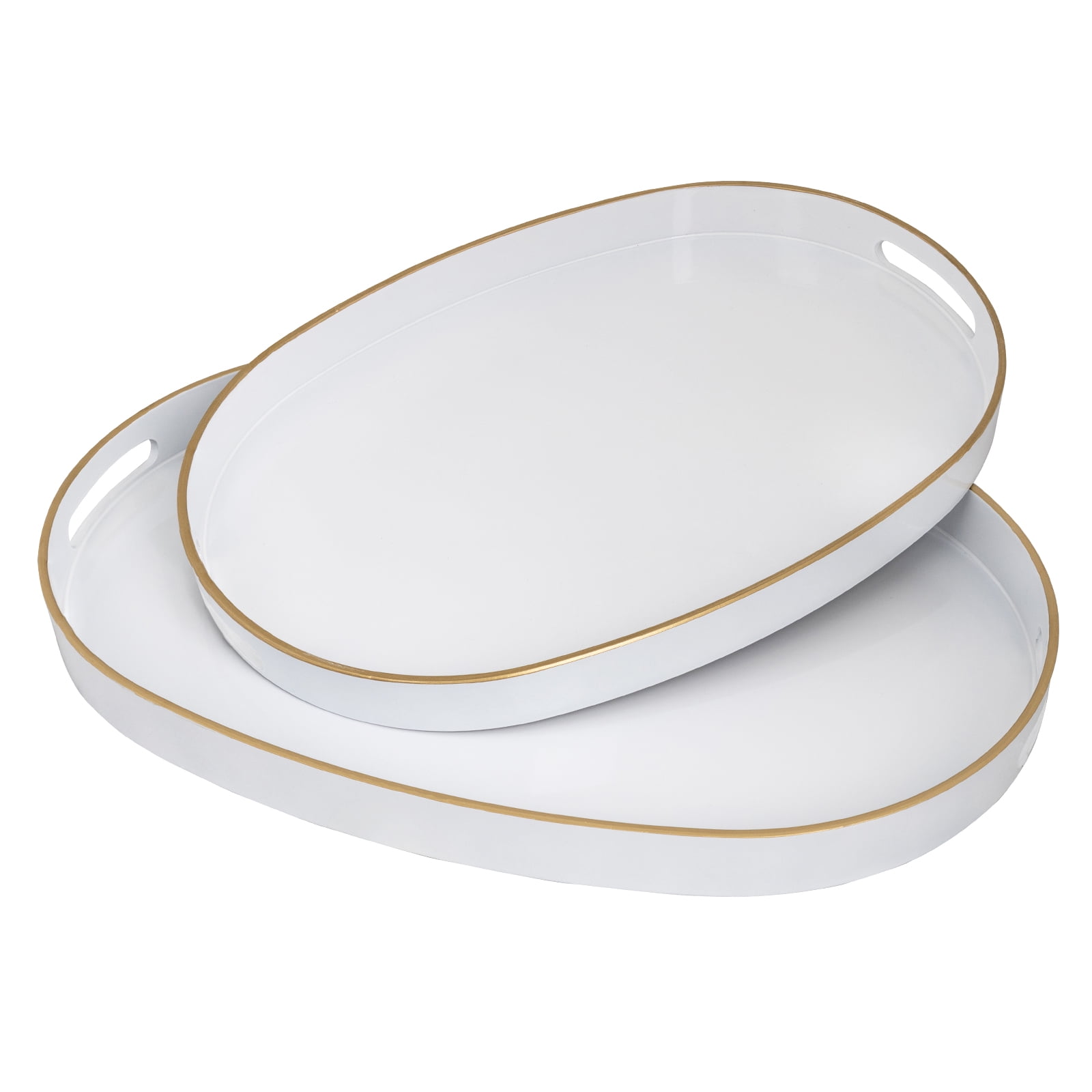 MAONAME White Serving Trays with Handles, Oval Decorative Trays for ...