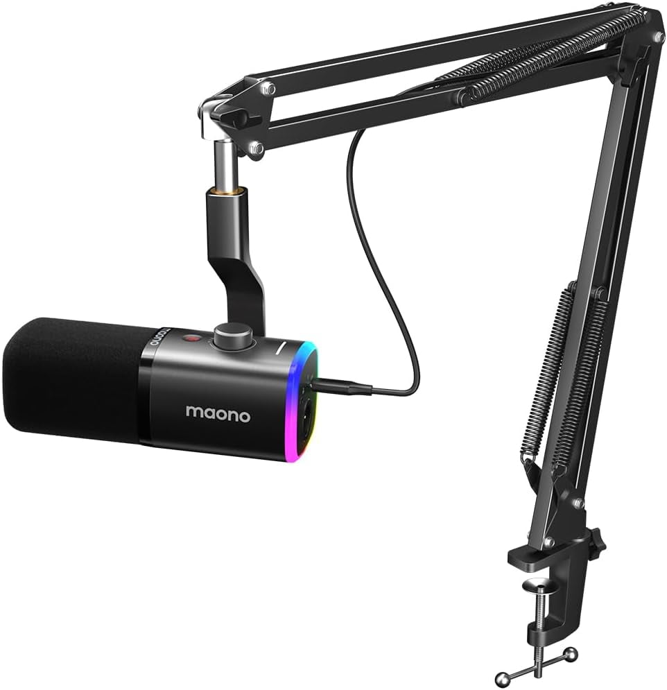 MAONO Dynamic Gaming Microphone with Boom Arm: XLR/USB Podcast ...