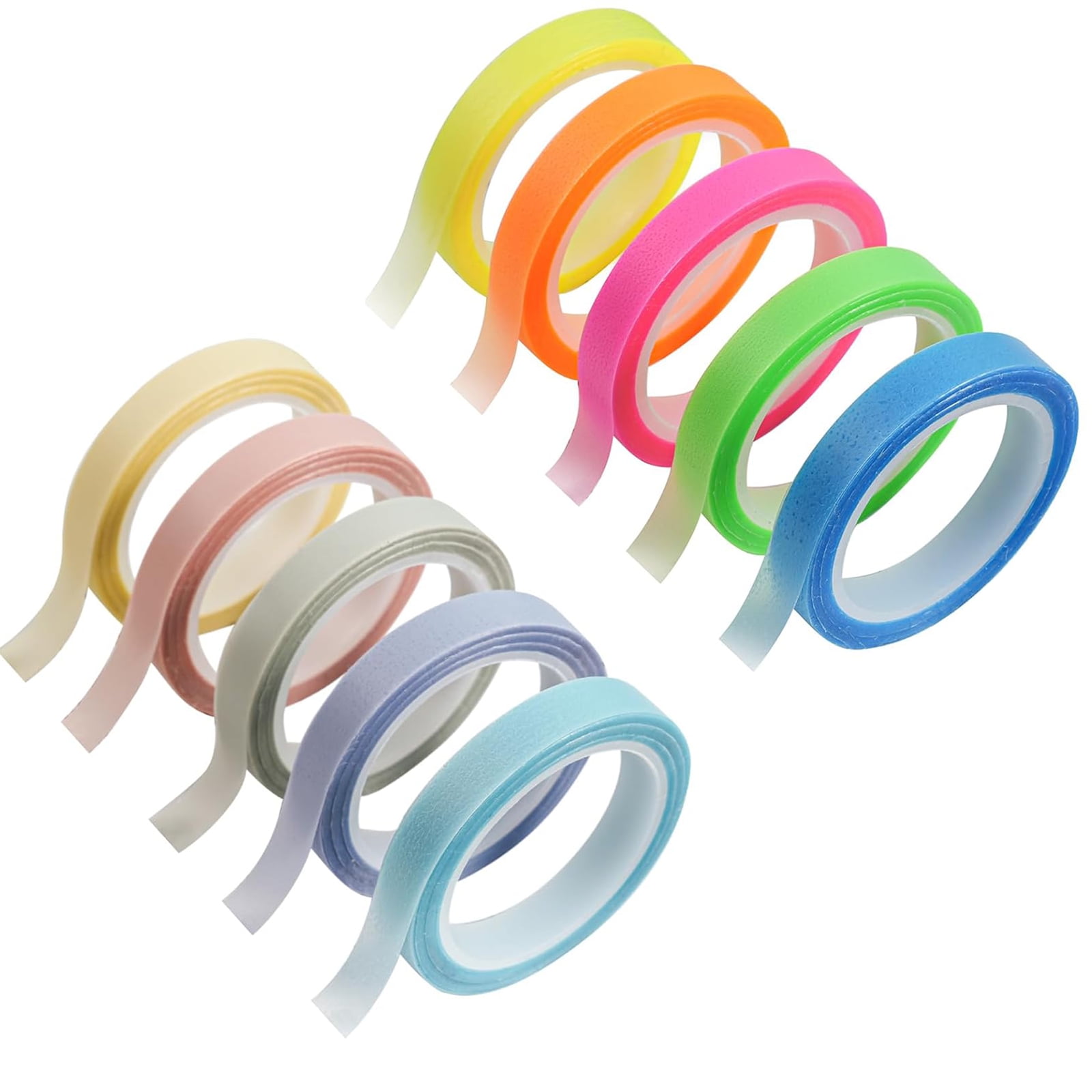 MAOQIAN 10 Rolls Highlighter Tape 0.23inch X 16.4ft Colored Transparent ...