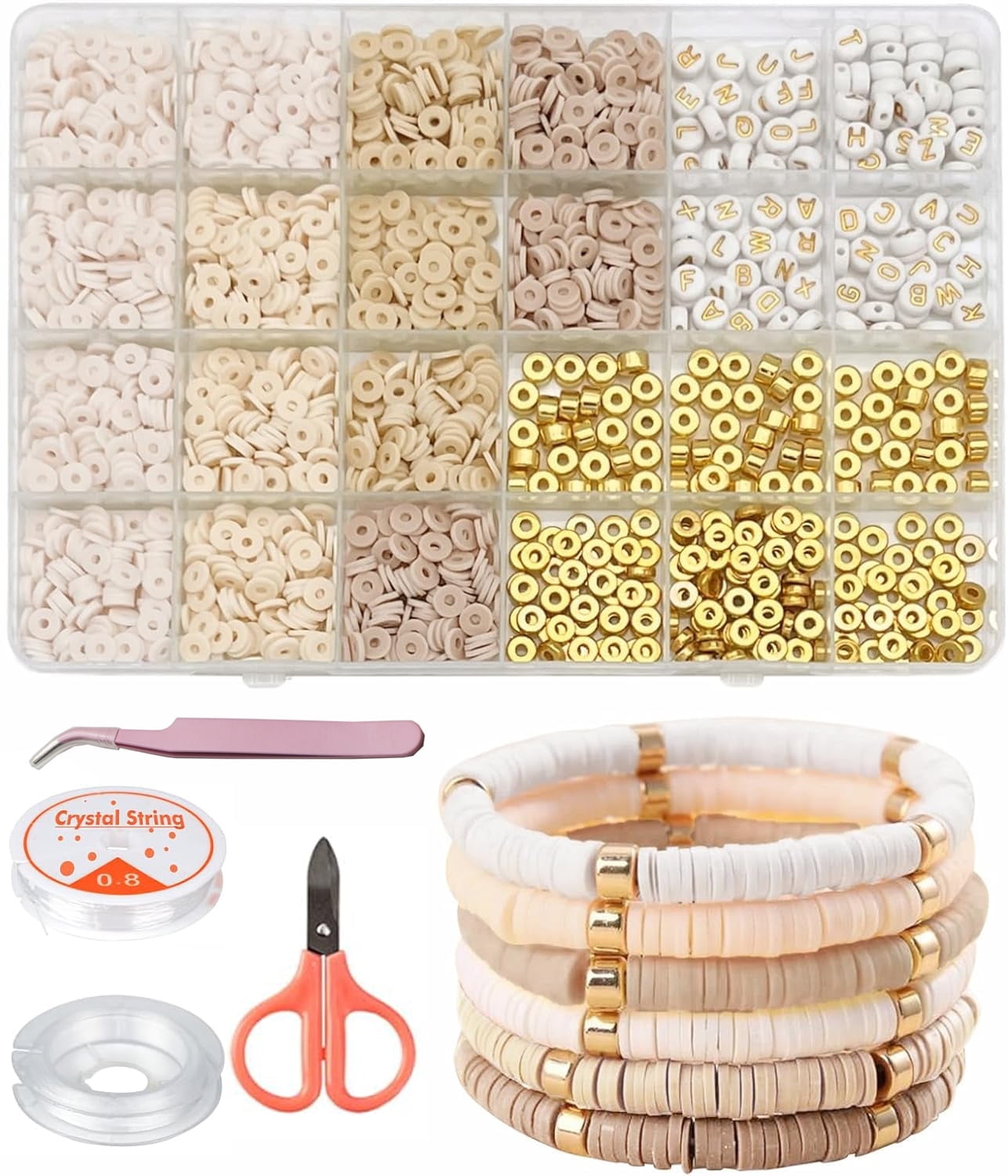 MAOQIAN 2064pcs Clay Beads for Bracelet Making Kit 4 Colors Clay Beads ...