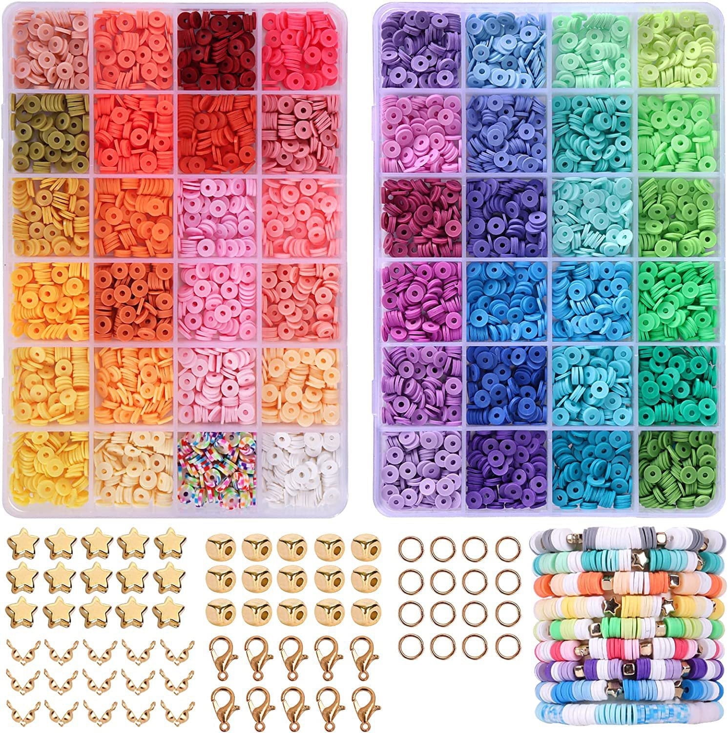 MAOQIAN 5000pcs Clay Beads for Bracelet Making Kit 48 Colors Clay Beads ...