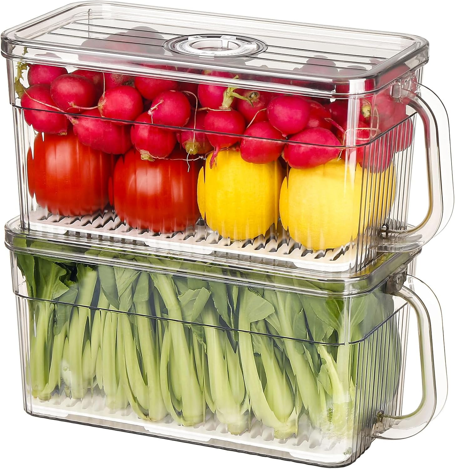 MAOYA 2 Pack Plastic Food Storage Produce Containers for Fridge ...