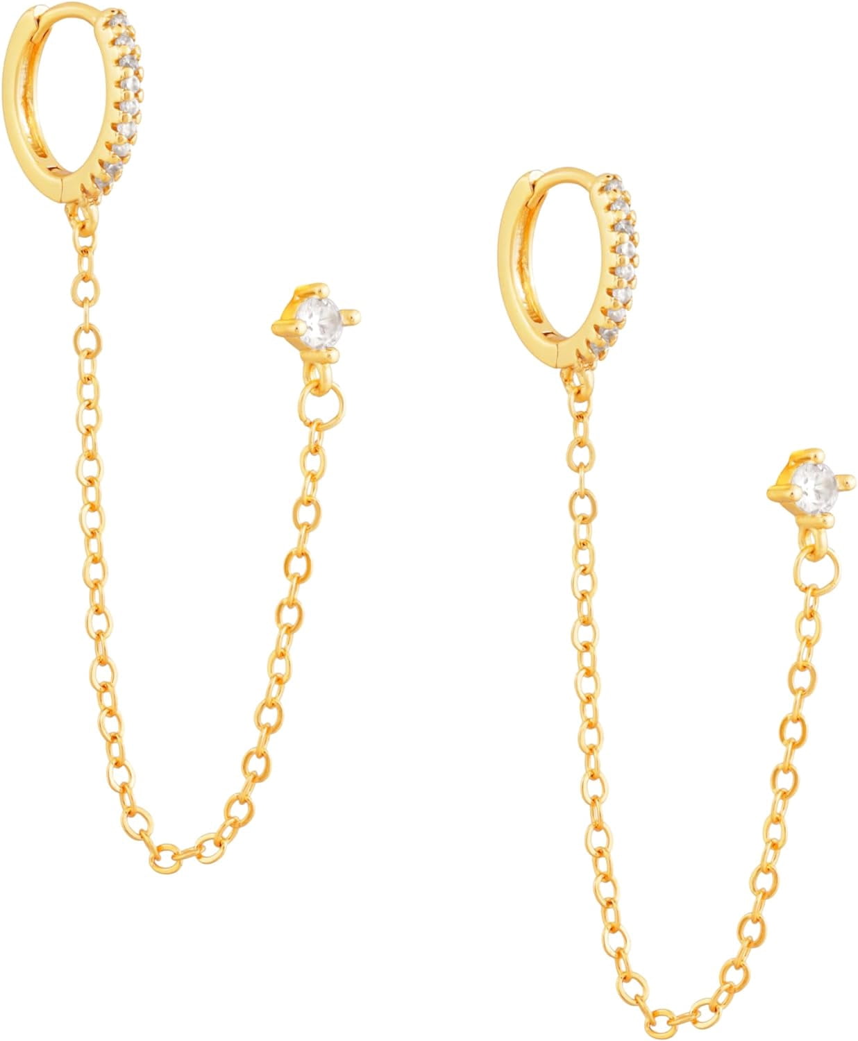 MAOYA Chain Hoop Earrings, Chain Earrings for Women, Double Piercing ...