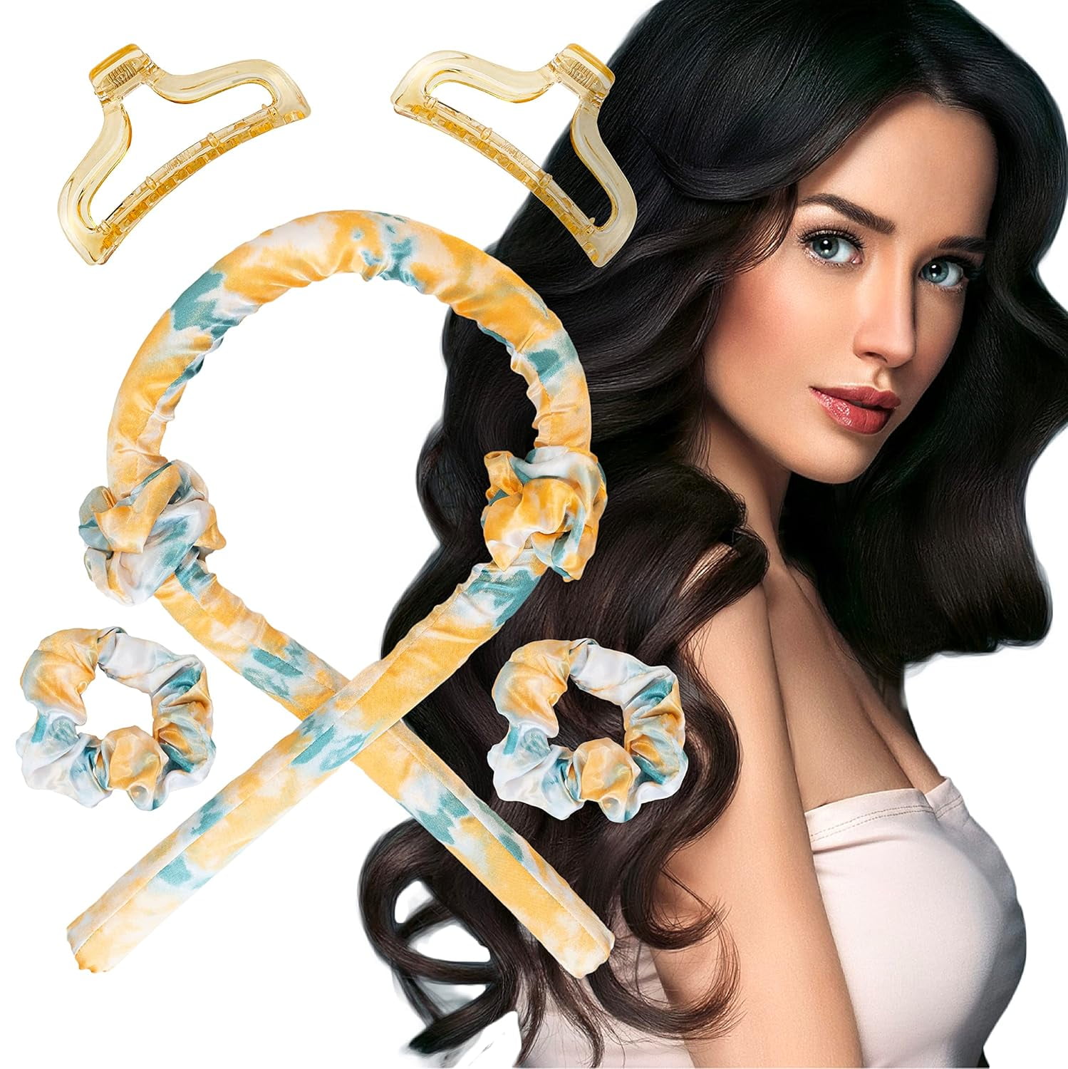 MAOYA Heatless Curling Rod Silk Headband, No Heat Curls Rollers, Curlers with Ribbons Sleeping ...