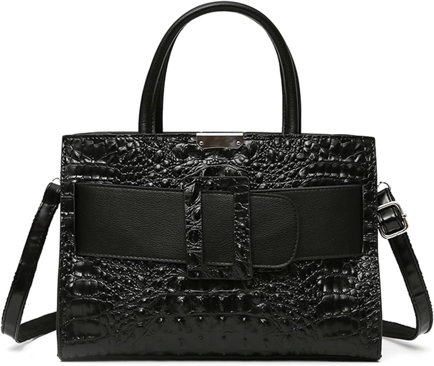 MAOYA PU Leather Tote Bag for Women Retro Crocodile Print Handbag Large ...