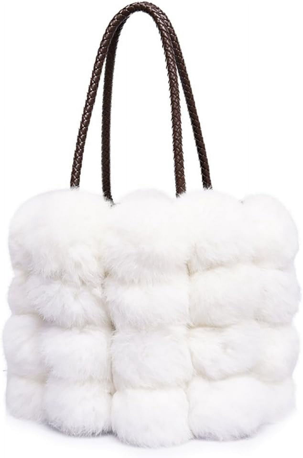 MAOYA Plush Bucket Handbag Faux Fur Drawstring Fluffy Crossbody Bag ...