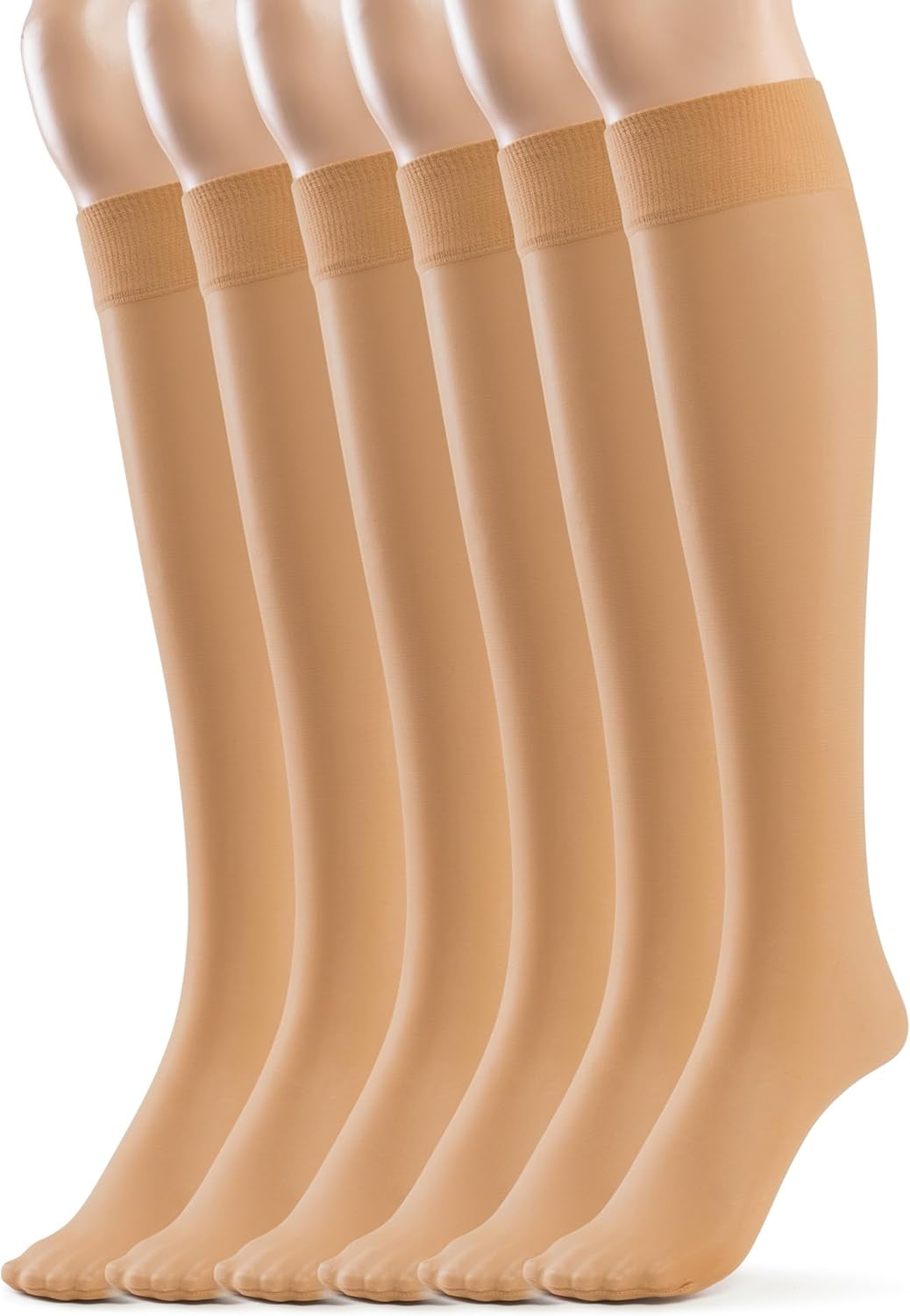 MAOYA Silky Toes Sheer Knee High Stockings for Women, 6 Pairs Nylon ...