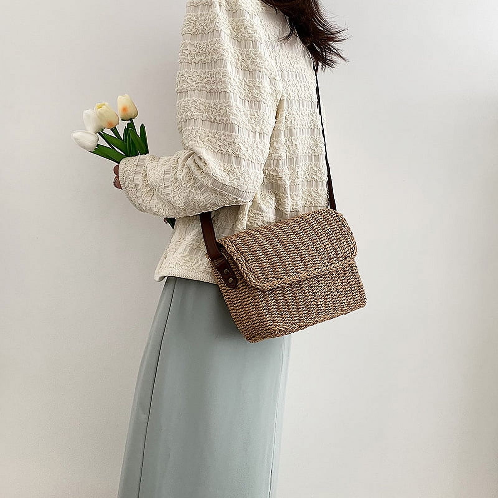 MAOYA Small Straw Bucket Crossbody bag For Female Summer Straw Weave ...