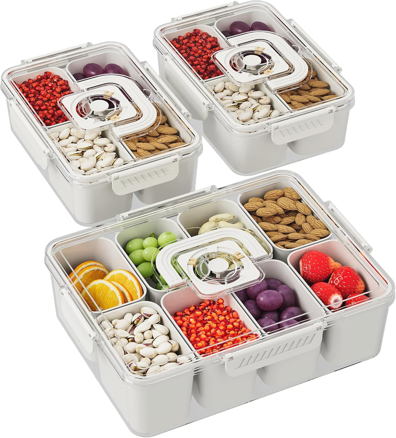 MAOYA Snackle Box Container Divided Serving Tray with Lid and Handle 2 ...