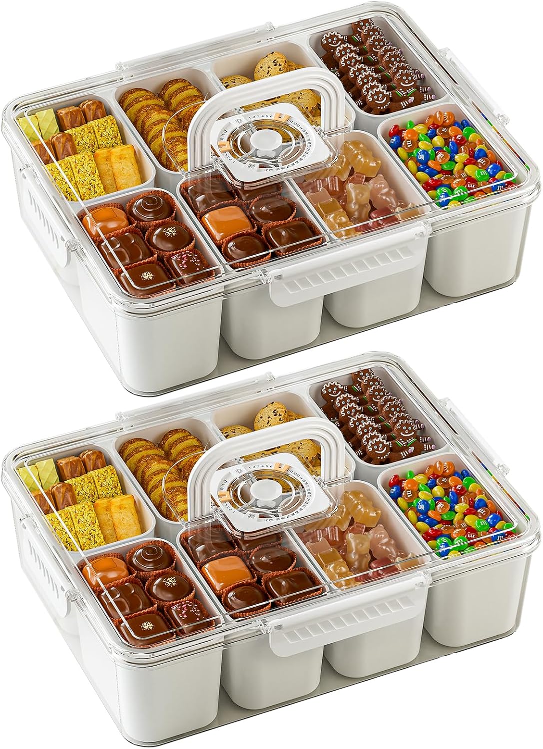 MAOYA Snackle Box Container Divided Serving Tray with Lid and Handle 2 ...