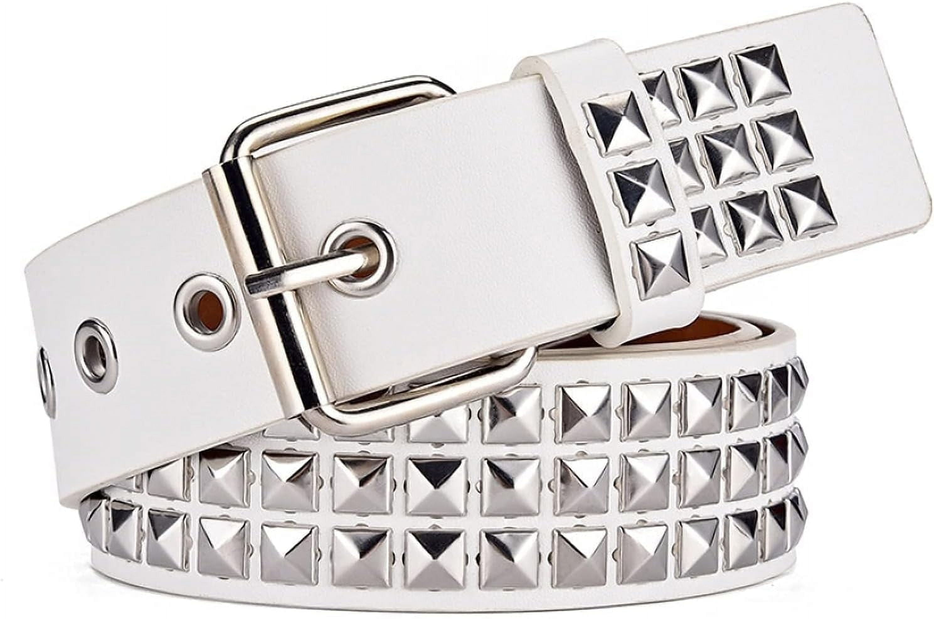 MAOYA Studded Belt, Metal Punk Rock Rivet Belt with Bright Pyramid ...