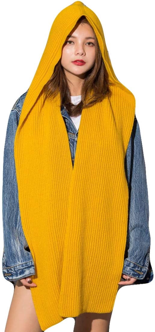 MAOYA Women Winter 3 in 1 Hooded Hat Scarf Wrap Shawl Crochet Knit ...