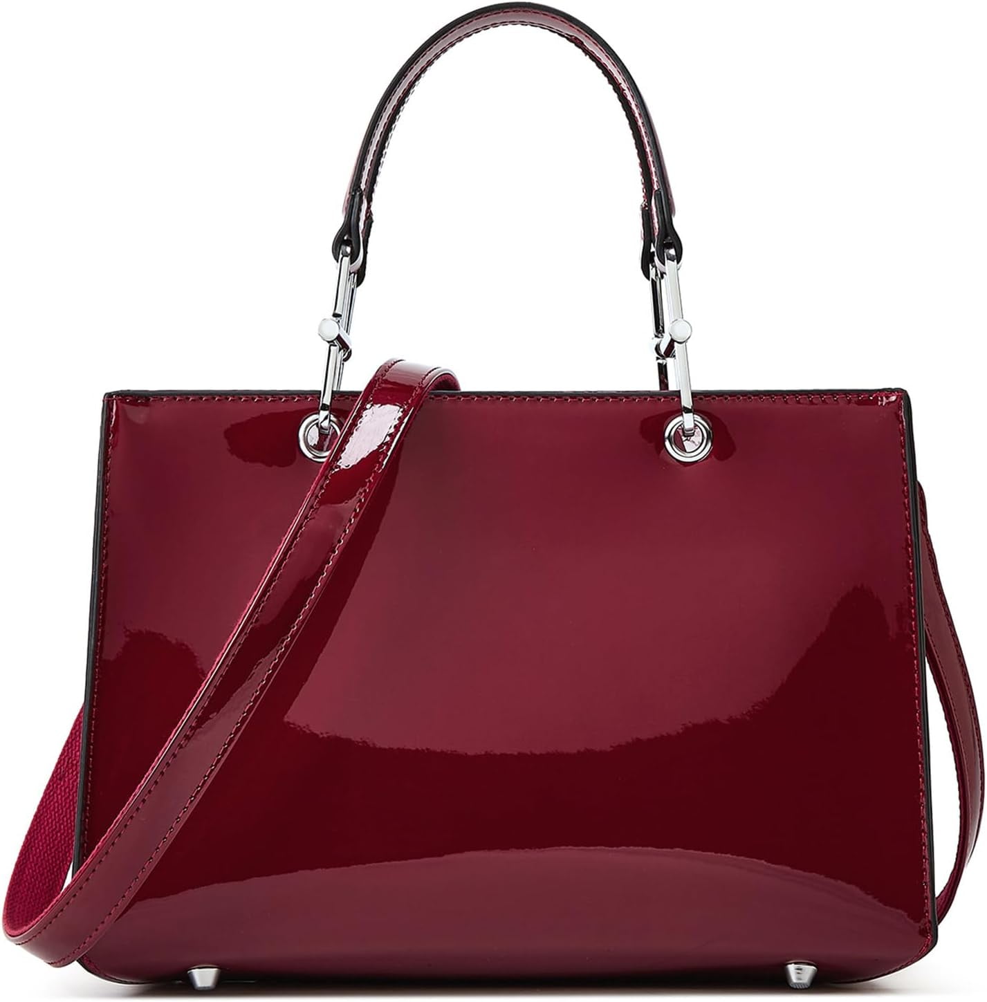 MAOYA Women's Simple Handbag Purse PU Patent Leather Glossy Satchel ...