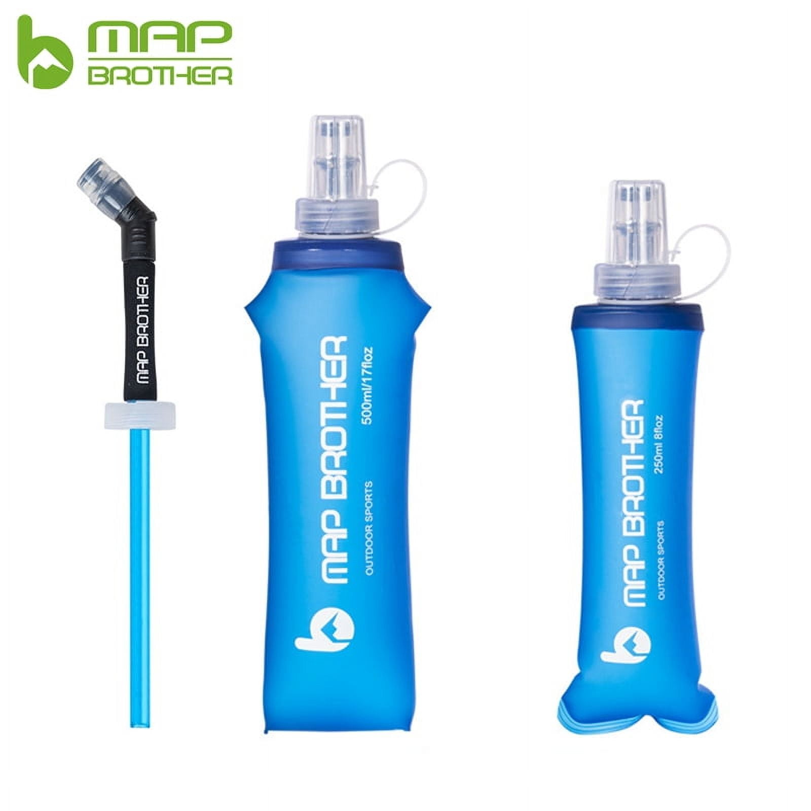 MAP BROTHER 250ml 500ml Soft Flask with Straw Folding Collapsible Water ...