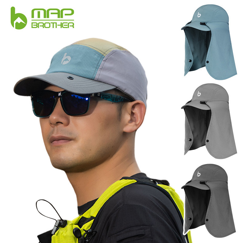 MAP BROTHER Hiking Hat Shawl Hat Outdoor Sun Hat Removable Shawl Unisex ...
