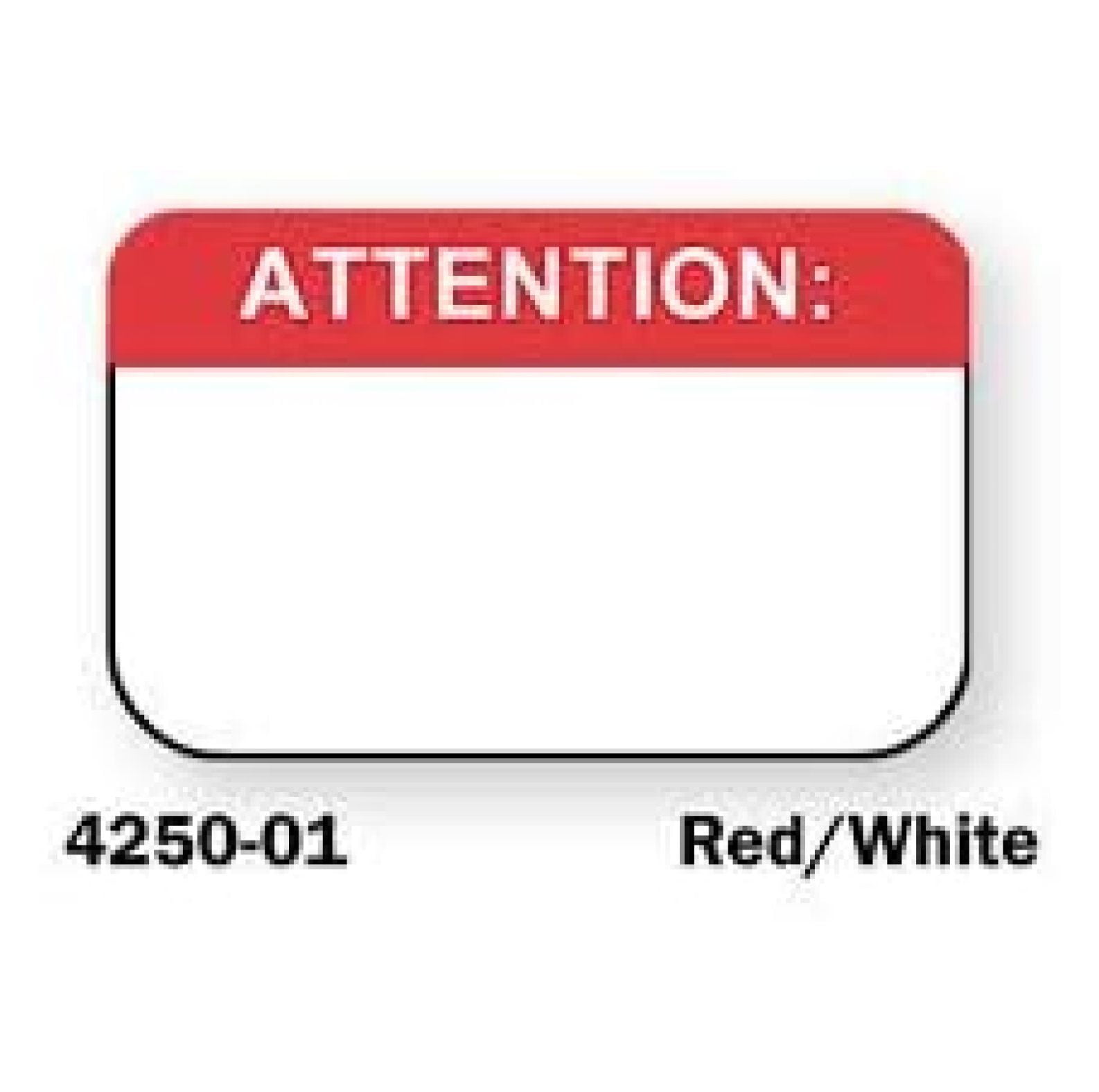 MAP1010, Attention, White/RED, 1-1/2" X 7/8", ROLL of 250, Medical ...