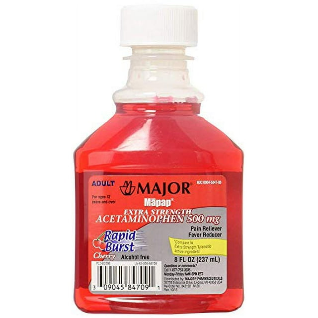 Mapap Es Adult Liquid Acetaminophen 500 Mg15 Ml Red 237 Ml Upc 309045847091 By Major
