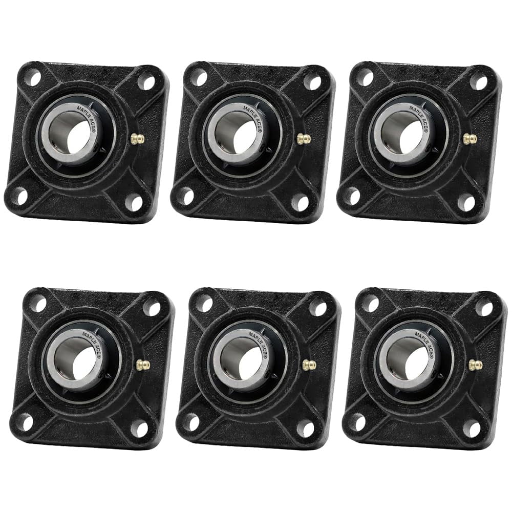 MAPLE ACE UCF204-12 Square Flange Bearing 3/4" Bore, 4-Bolt Self-Aligning, Solid Base, Heavy ...