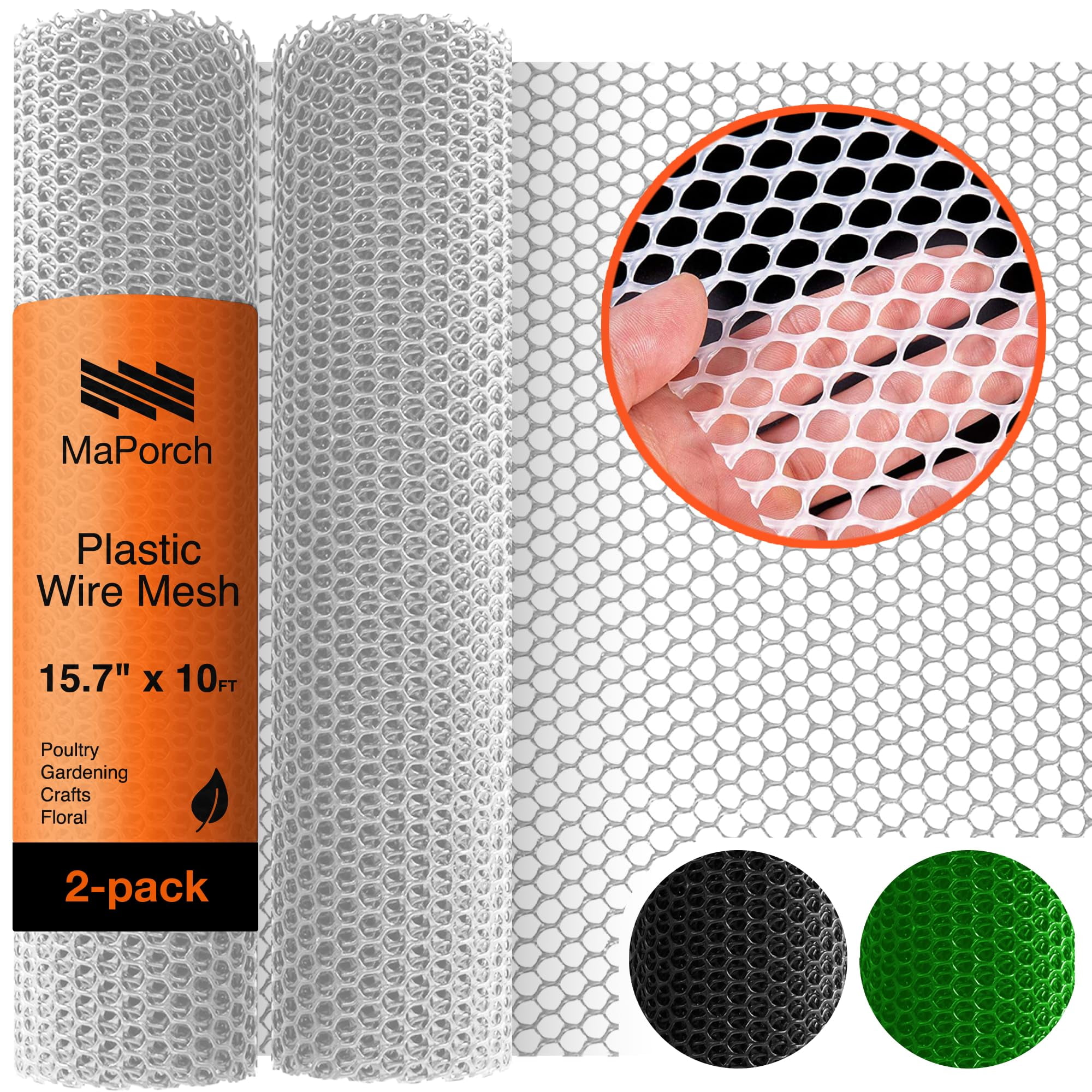 MAPORCH, Plastic Chicken Wire Fencing, White, 500gsm ABS Plastic ...