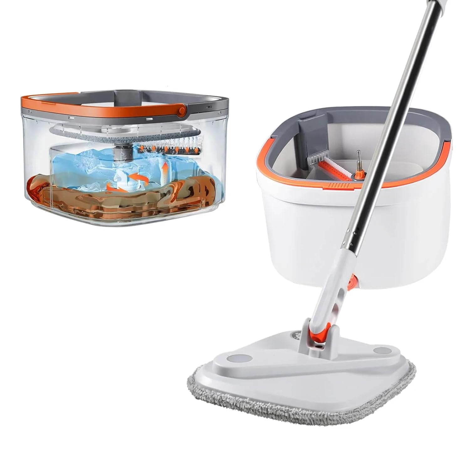 MAPPLE CREATION Microfiber Spin Mop Bucket Floor Cleaning SystemFloor ...