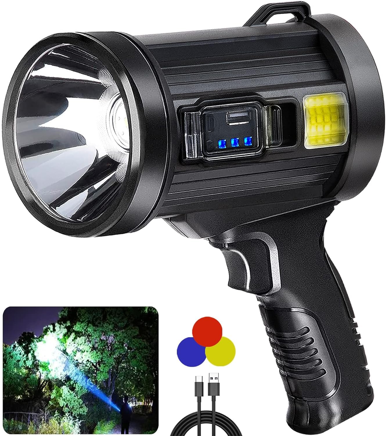 MAPPLE CREATION echargeable Spotlight 100000 Lumens Handheld Hunting ...