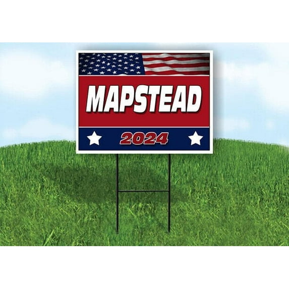 MAPSTEAD FLAG RED 2024 18inx24in Yard Road Sign w/ Stand - Walmart.com