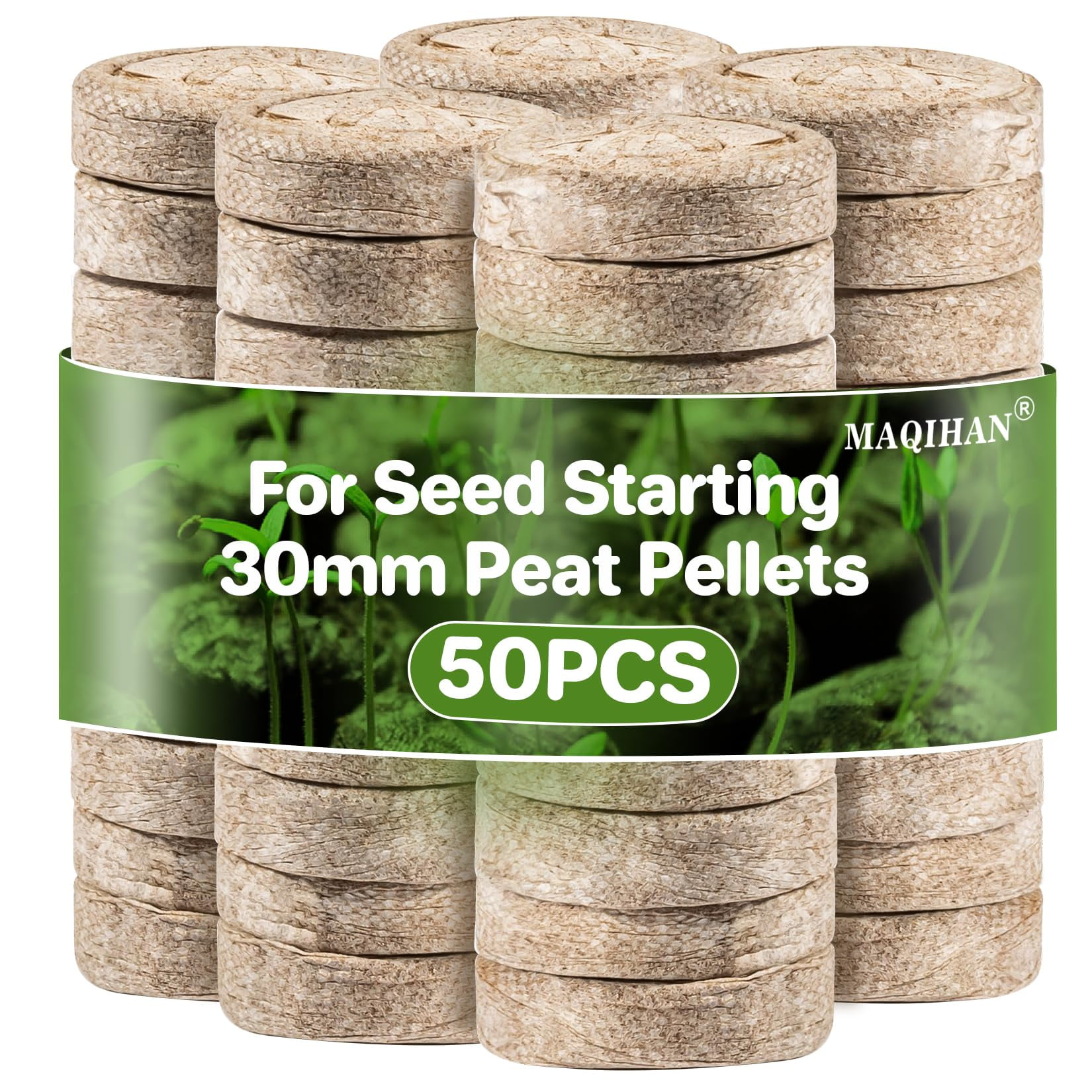 MAQIHAN 50PCS Peat Pellets for Seedlings NSD3 - 30MM Seed Starter ...