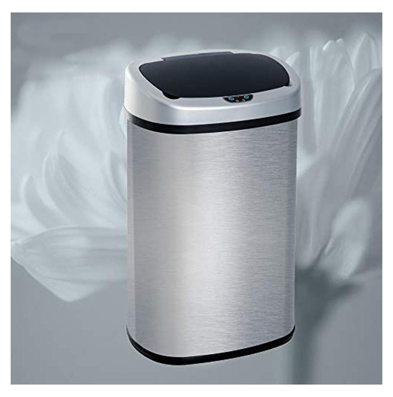 MAQING 13 Gallon Stainless Steel Kitchen Trash Can with Lid Touch-Less ...