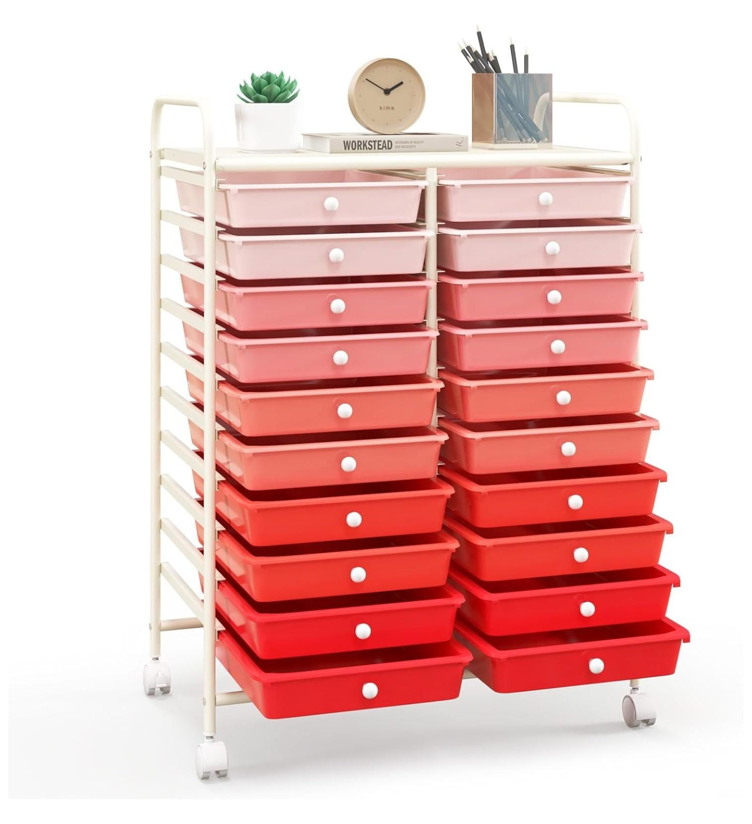 MAQING 20-Drawer Organizer Cart Tools, Mobile Utility Storage Cart with ...