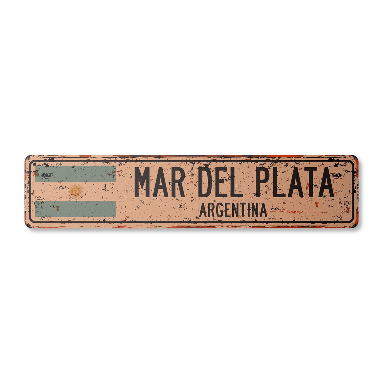 MAR DEL PLATA ARGENTINA Vintage Aluminum Street Sign Argentinian flag ...