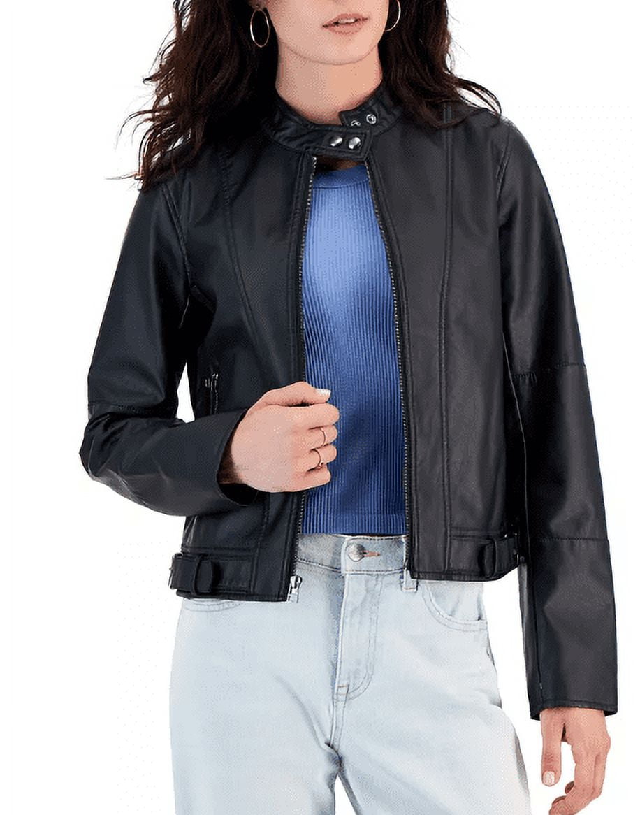 MARALYN & ME Girls Black Faux-Leather Long-Sleeve Moto Jacket, Large - Walmart.com