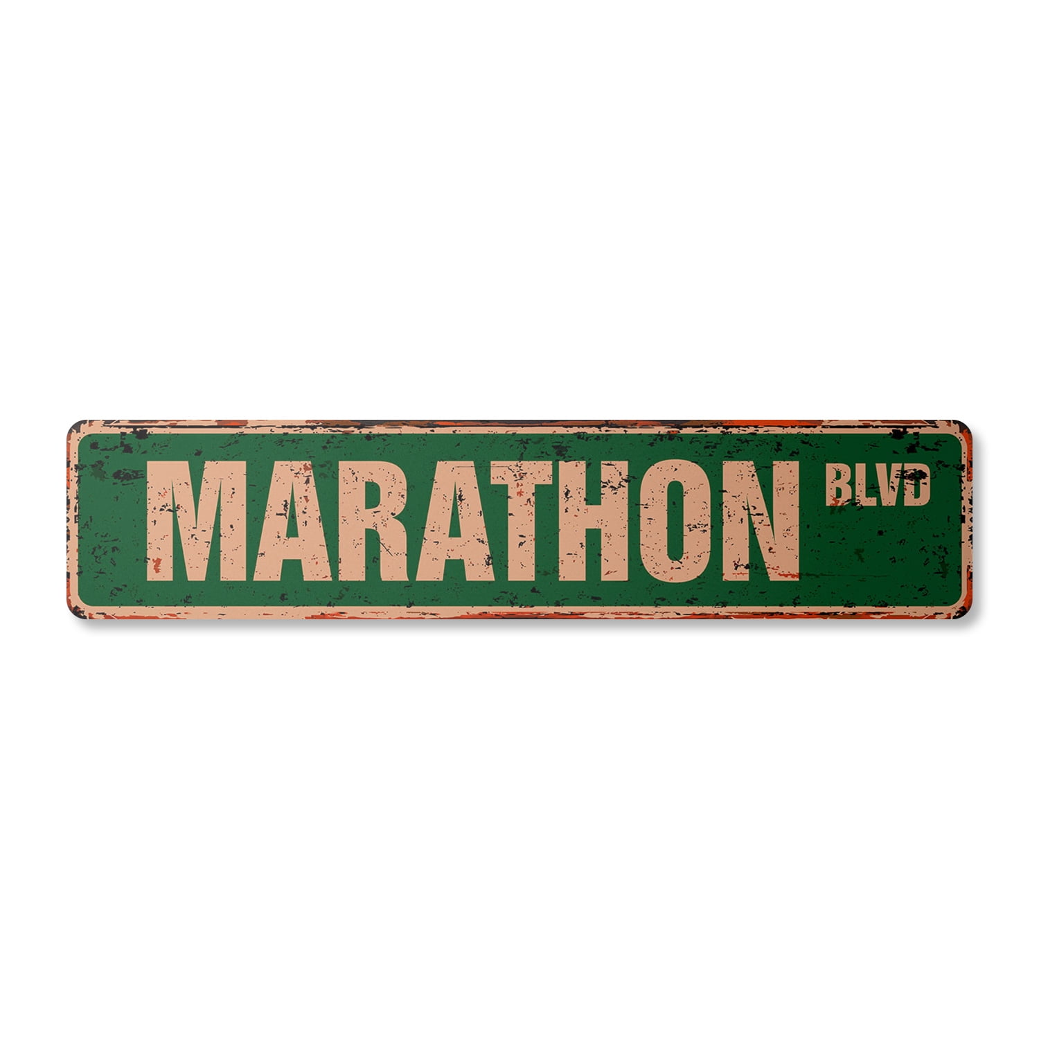 MARATHON Vintage Aluminum Street Sign run running olympic game jog ...