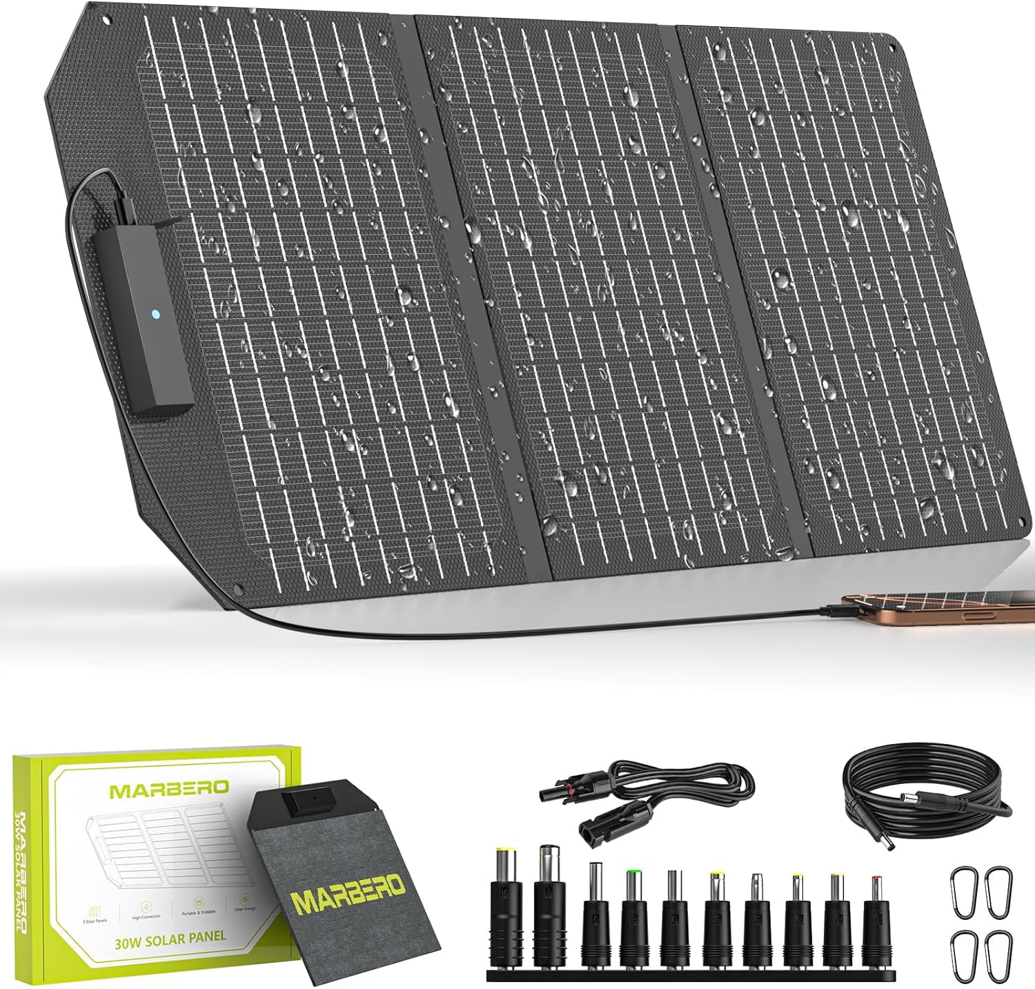 MARBERO 30W Portable Solar Panels Solar Panel Charger USB & DC Output ...